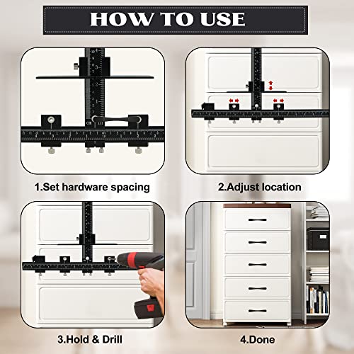 Cabinet Hardware Jig,Aluminum Alloy Cabinet Handle Template Tool-Cabinet Jig For Fast And Accurate Installation Of Handles And Pulls,Sleeve Drawer True Position Tools For Cabinet Knobs Pulls (black)