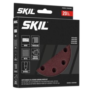 SKIL 20-Piece Mixed 5 in. 60/80/120/240 Grits Round Sanding Paper Kit for SKIL Sanders SR211601/SR6604B-10/SR660302 - CDA9003