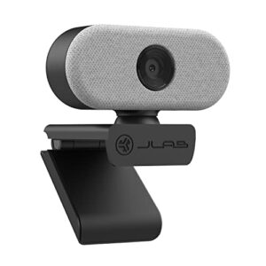 JLab Go Cam USB HD Webcam, White, 1080P/30 FPS, 2.1 Megapixels, Minimalist Portable Set-up, Omni-Directional Microphone, Compatible with PC, Mac and Chromebook