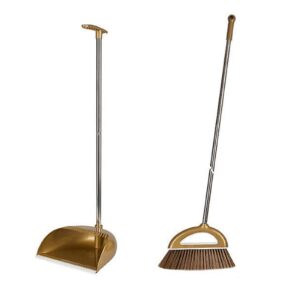 broom and dustpan for home,upgrade long handle broom with stand up dustpan combo set,broom and dustpan set,long handle dust pan and broom heavy duty broom with dustpan combo set for home kitchen