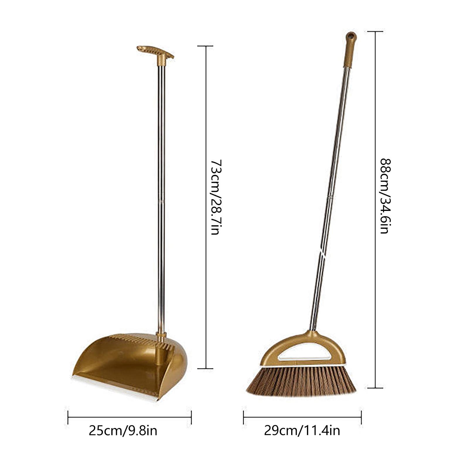 Broom And Dustpan For Home,Upgrade Long Handle Broom With Stand Up Dustpan Combo Set,Broom And Dustpan Set,Long Handle Dust Pan And Broom Heavy Duty Broom With Dustpan Combo Set For Home Kitchen