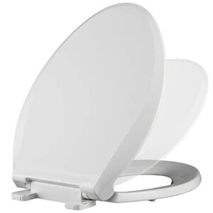 Geiweet elongated Toilet Seat with Cover,Quiet and slowly close,Easy to install and disassemble,Easy to clean,Durable plastic,Standard extended toilet,White