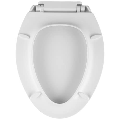 Geiweet elongated Toilet Seat with Cover,Quiet and slowly close,Easy to install and disassemble,Easy to clean,Durable plastic,Standard extended toilet,White