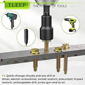 TLEEP 20 x Magnetic Nut Driver Set for Impact Drill + 3 x Power Drill Bit Extensions(50/100/150mm) + Storage Bag, 65MM Metric & SAE 1/4" Impact Driver Drill Bit Set, Cr-V Steel Screwdriver Socket Set