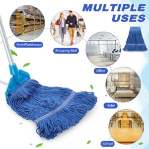 Nuogo 6 Pieces Commercial Mop Head Replacement Floor Cleaning Wet Mop Heads Wet Mop Head Refills Heavy Duty Commercial Mop for Home Industrial Commercial Cleaning (Blue)