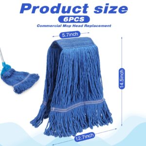 Nuogo 6 Pieces Commercial Mop Head Replacement Floor Cleaning Wet Mop Heads Wet Mop Head Refills Heavy Duty Commercial Mop for Home Industrial Commercial Cleaning (Blue)