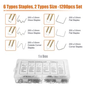 X AUTOHAUX 1200 Pcs Hot Staples Welder Stapler Repair Kit with Four Shapes and Six Specifications Stainless Steel Silver Tone