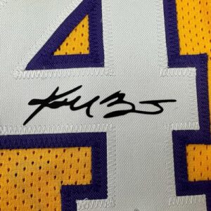 Facsimile Autographed Kobe Bryant #24 Los Angeles LA Yellow Reprint Laser Auto Basketball Jersey Size Men's XL