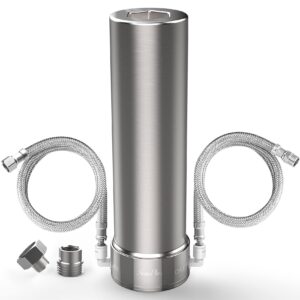 simpure v7 under sink water filter, 5-stage stainless steel water filtration system direct connect to kitchen faucet, reduces 99% lead, chlorine, bad taste, 20k gallons (no drilling required)