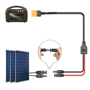 RIIEYOCA Solar Connector to XT60 Male Adapter Cable,1.8m/5.9ft XT60 Male Connector Connect Solar Panel for Solar Generator,Portable Power Station,Lipo Battery etc