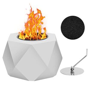 table top fire pit bowl - long time burning portable concrete tabletop fireplace - personal cement fire bowl with stylish tabletop decor for patio balcony, gift for mom, dad, grandma and grandpa