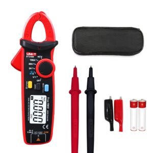 uni-t ut210e mini clamp meter & alligator electric clips, ac/dc amp meter clamp multimeter true rms 2000 counts voltage tester continuity tester capacitor hvac tool