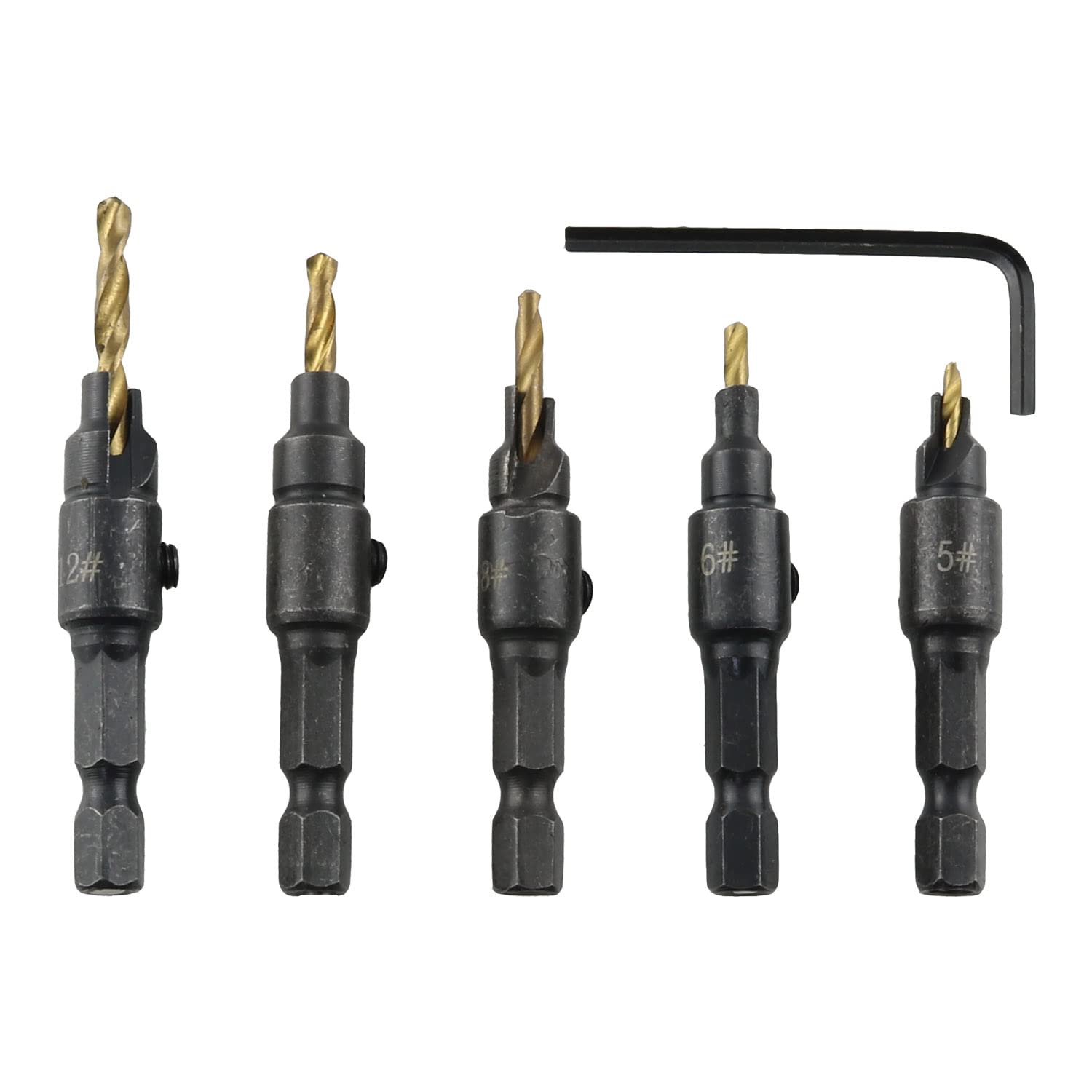 WHYHKJ Countersink Drill Bits, Drill Bits, Wood Countersink Drill Bit Set Hex Shank Quick Change Counter Sinker Pre Hole Drill Bit Set Screw Counterbore Bit Pilot Bit Set for Woodworking and Carpentry