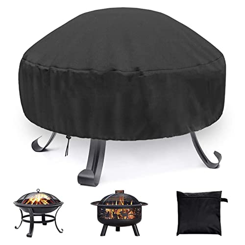 Fire Pit Cover Round 30" D x 12" H, Waterproof Outdoor Patio Fire Pit Table Cover, Full Coverage Firepit Cover - Dustproof Anti UV and Tear Resistant (Round)