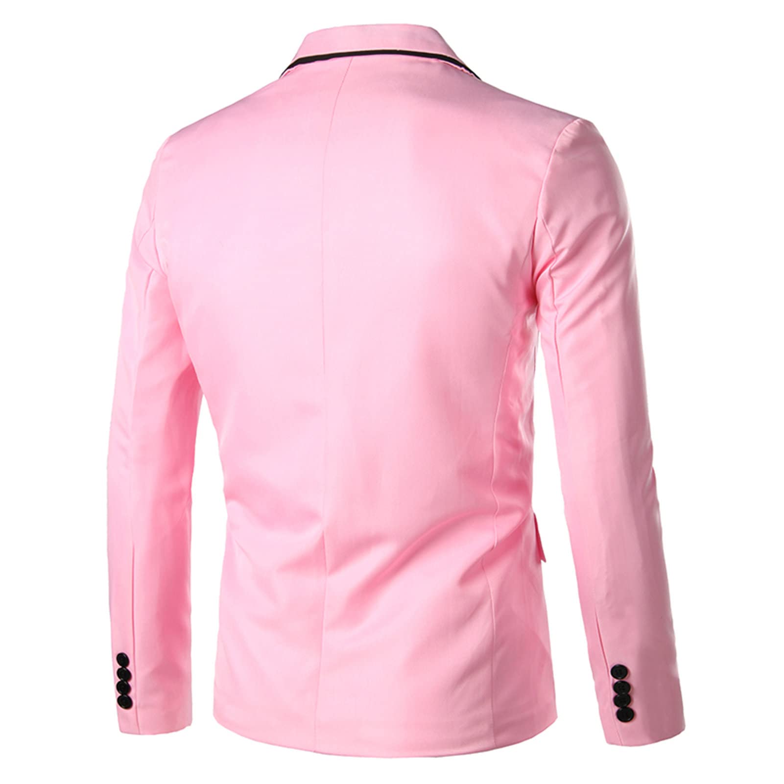 Men's Slim Fit Lightweight Suit Jacket One Button Lapel Slim Fit Business Blazer Casual Wedding Party Sport Coat (Pink,Large)