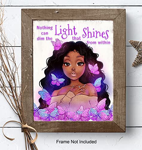 African Americans Black Girl Magic Wall Art & Decor - Black women Inspiration Saying - Women's empowerment Motivational poster - Teen Little Girls Bedroom decoration - Daughter Gift - Family Wall Art