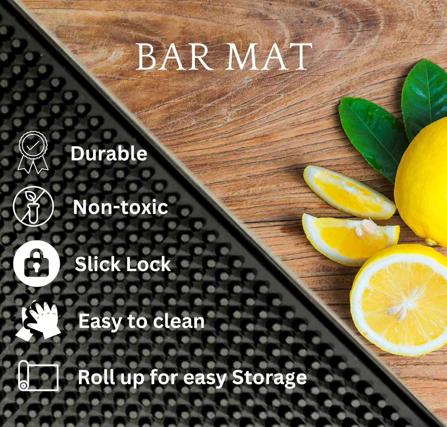 SYOLOS Premium Single Bar Mat 12 x 6 inches - Versatile and Durable Bar Mats for Countertop, Coffee Bar Mat, Glass Drying Mat - Non Toxic Bar Spill Mat