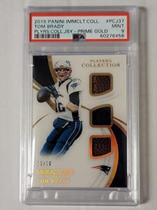 football nfl 2019 panini immaculate players collection prime gold #37 tom brady psa 9 mint mem 2/10 patriots