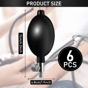 6 Pieces Pressure Bulb Replacement Inflation Bulb Pump Adjustable Hand Squeeze Pump Manual Sphygmomanometer Bulb with Air Release Valve, Black