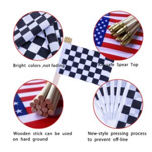 LyButty Black and White Checkered Racing Stick Flag Small Mini Hand Held Nascar Race Car Flags,5x8 Inch,20 Pack