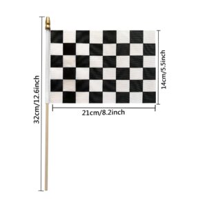 LyButty Black and White Checkered Racing Stick Flag Small Mini Hand Held Nascar Race Car Flags,5x8 Inch,20 Pack