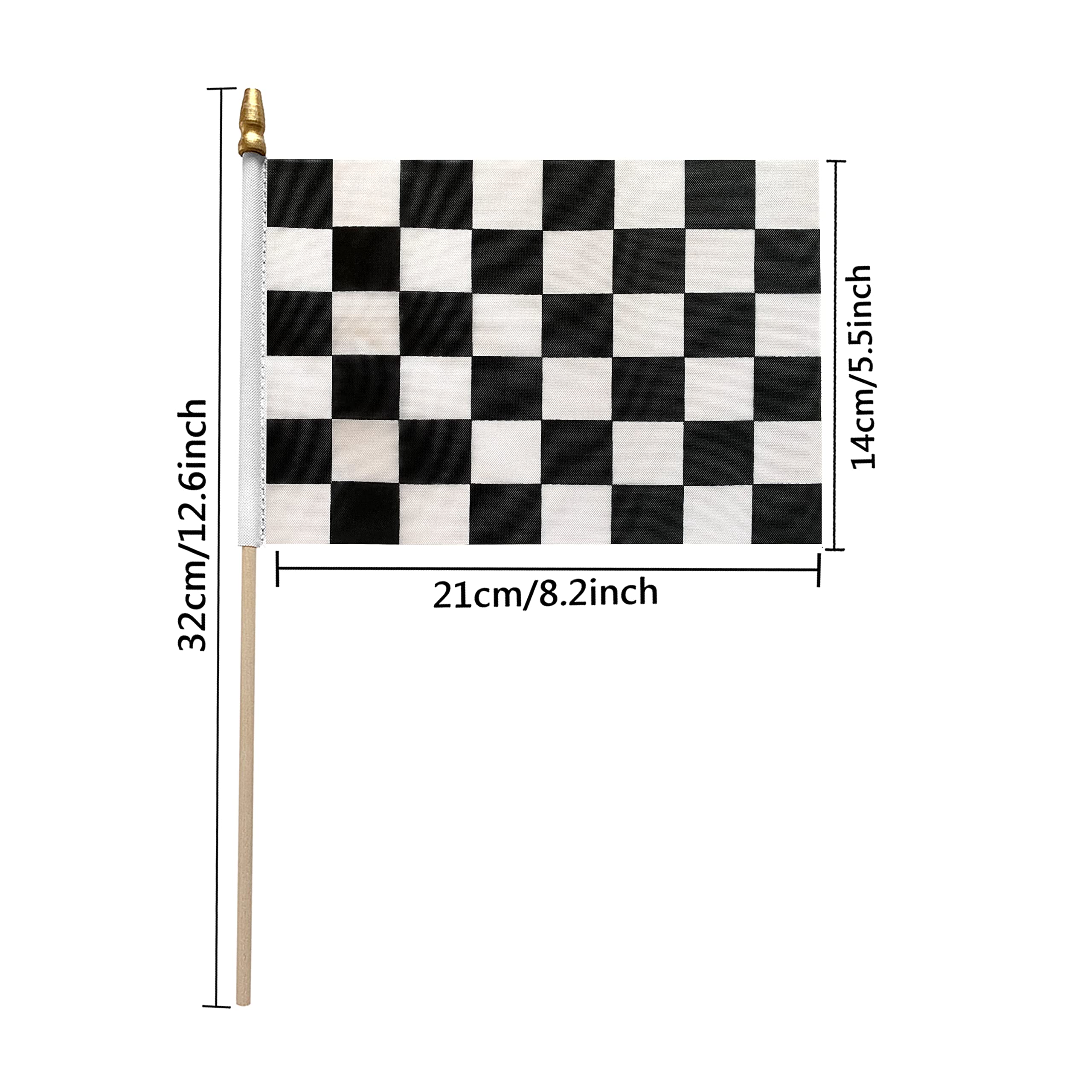 LyButty Black and White Checkered Racing Stick Flag Small Mini Hand Held Nascar Race Car Flags,5x8 Inch,20 Pack