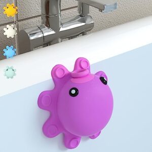 bath tub overflow drain cover- bathtub drain cover, silicone bathtub overflow cover with suction cup, tub overflow drain stopper adds inches of water for deeper bath, bathroom accessories, deep pink