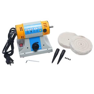 YaeTek 4-1/4" Bench Lathe Buffer Polisher Electric Benchtop Jewelry Polisher Rock Variable Speed Polishing Machine Dual 4 inch Buffing Wheel Bench Grinder Machine for Jewelry, Wood, Silver, Amber