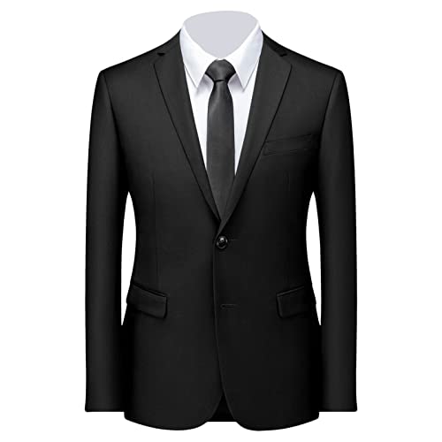 Men's Classic Slim Fit Daily Blazer One Button Lapel Slim Business Jacket Casual Formal Wedding Party Sport Coat (Black 2,Small)