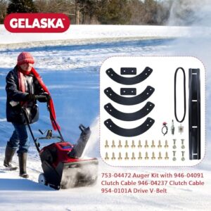 GELASKA 753-04472 Auger Kit with 731-1033 Shave Plate 954-0101A Belt Replaces 753-04472, 735-04033, 753-04032 for Troy-Bilt 210, 521, 721, 2100, 5521 Squall 21" Snow Throwers