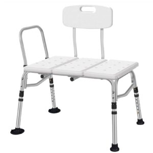 non slip tub transfer bench for bathtub, shower transfer bench for elderly and disabled, adjustable shower transfer bench for bathtub with reversible back, transfer tub bench bathroom aid