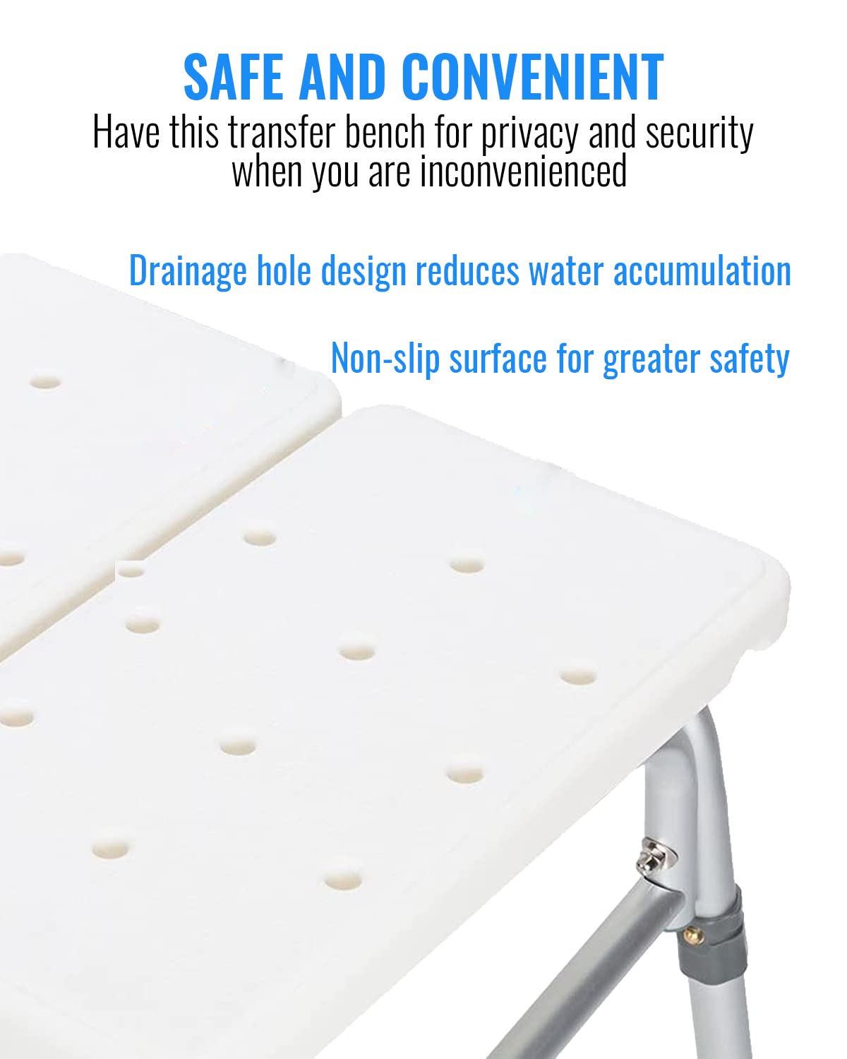 Non Slip Tub Transfer Bench for Bathtub, Shower Transfer Bench for Elderly and Disabled, Adjustable Shower Transfer Bench for Bathtub with Reversible Back, Transfer Tub Bench Bathroom Aid