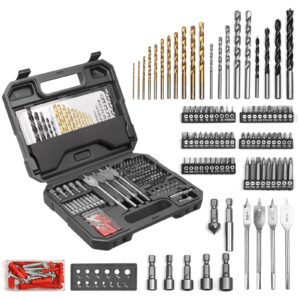 drill bit set, torx bit set wesco 122pcs include screwdriver bits set,impact driver bit set,hex bit set and screwdriver bit set,packed in a sturdy housing,driver bit set for wood metal cement