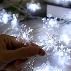 YUDI 60 LED Christmas Lights Decorations - 29.7 Ft Snowflakes Christmas Tree Light Decor Indoor Room,LED Fairy Lights Waterproof for Outdoor Garden Patio Bedroom,Battery Operated