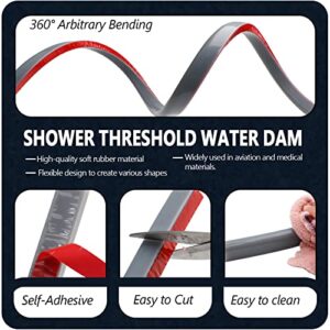 Raycity Collapsible Shower Threshold Water Dam Barrier,self-adhesive Shower Door and Kitchen Water Strip rubber Dam Shower Guard for Dry And Wet Separation Caulk Seal Strip Edge Trim(39Inches)