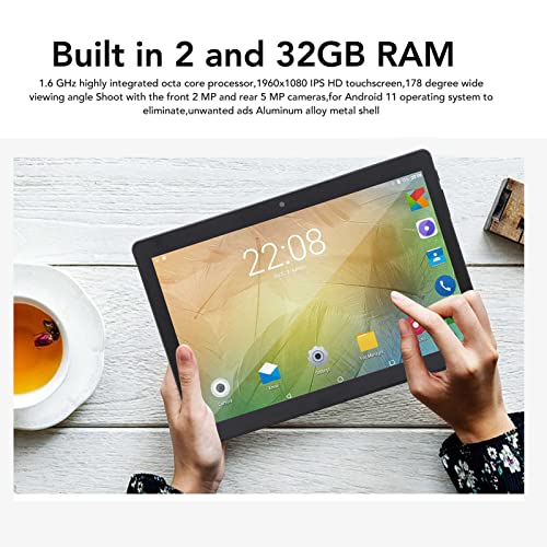 for Android 11 Tablet, 10 Inch Portable Tablet, Dual SIM Dual Standby, 2GB 32GB RAM, Dual Camera 2MP 5MP, 1080 IPS HD Touchscreen, Octa Core Processor(Black)