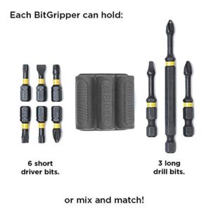 Spider Tool Holster - BitGripper v2 Pack of Four High Strength 3M Adhesive Drill add-on for Easy Access to six Driver bits on The Side Your Power or Driver! Includes Two Alcohol Swabs, + 2 Swab