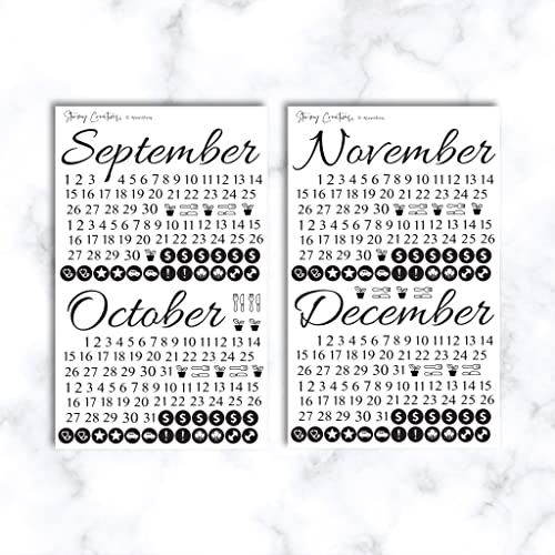 Essentials Calendar Planner and Journaling Stickers, Black and White Starter Kit for Journals and Planners, 12 Sheets, 1361 Stickers Per Pack