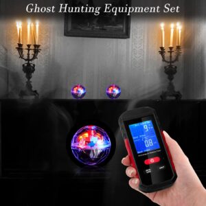 Ghost Hunting Equipment Kit, Emf Meter with 2 Motion Light up Cat Balls, Paranormal Equipment Emf Meter Detector Ghost Equipment Light up Cat Ball for Home Office Outdoor Ghost Hunting (Stylish Style)