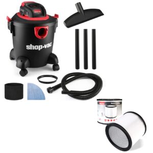 shop-vac 5 gallon 2.0 peak hp wet/dry vacuum+high performance 90304/90344 cartridge filter