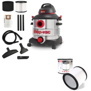 shop-vac 8 gallon 6.0 peak hp wet/dry vacuum+high performance 90304/90344 cartridge filter