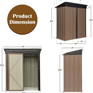 5x3 FT Storage Shed Outdoor Metal Tool Garden Shed with Single Lockable Door, Metal Garden Shed Waterproof and Anti-Rust Tool Storage Shed for Backyard Patio Lawn