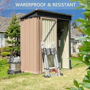 5x3 FT Storage Shed Outdoor Metal Tool Garden Shed with Single Lockable Door, Metal Garden Shed Waterproof and Anti-Rust Tool Storage Shed for Backyard Patio Lawn