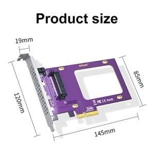 PCIe 3.0 to U.2 SFF-8639 Adapter, X4, for 2.5" U.2 NVMe SSD or 2.5" SATA SSD