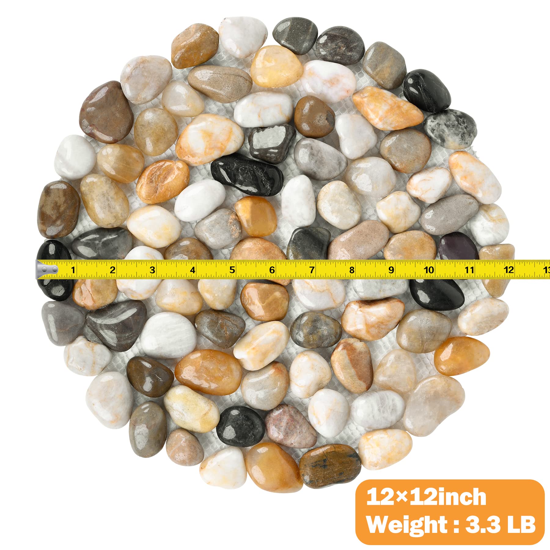 River Rock Stepping Stones Outdoor for Garden Walkway, 12 inch Diameter 3 Pcs Round Shape Paver Step Stones Polished Pebble River Stone Mat for Yard Lawn Patio Pathway Walk Way - Multi-Color