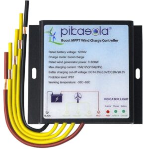 pikasola mppt wind turbine charge controller wind generator controller, 12v/24v auto match mppt controller ip67 waterproof, suitable for 400watt 600watt wind turbine generator