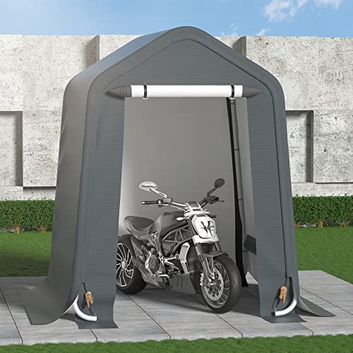 Morngardo Storage Shed Outdoor Portable Garage Car Shelter Carport Waterproof Canopy Kit Tent Heavy Duty for Bike, Motorcycle, Gardening Vehicle (6’ x 6‘ x 7‘)