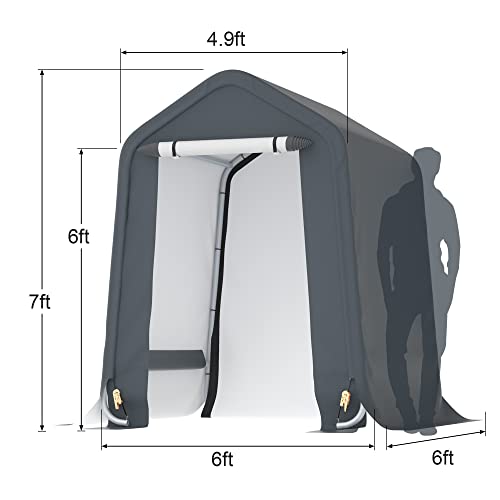 Morngardo Storage Shed Outdoor Portable Garage Car Shelter Carport Waterproof Canopy Kit Tent Heavy Duty for Bike, Motorcycle, Gardening Vehicle (6’ x 6‘ x 7‘)