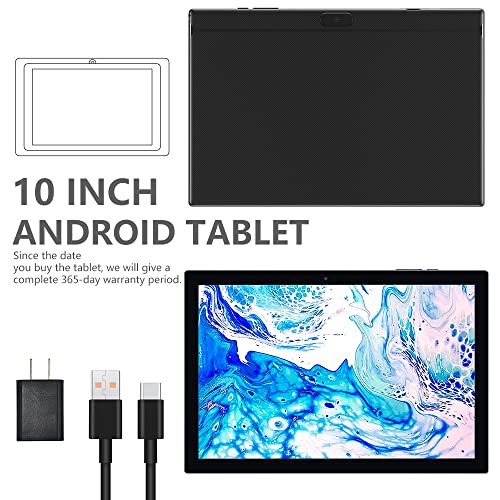 BYANDBY 10 inch Tablets，Android 11.0 Tablets, 64GB ROM (512GB Expandable Storage) Quad Core Processor, IPS Touch Screen, 8MP Camera, WiFi, 6000mah Battery, (Black)