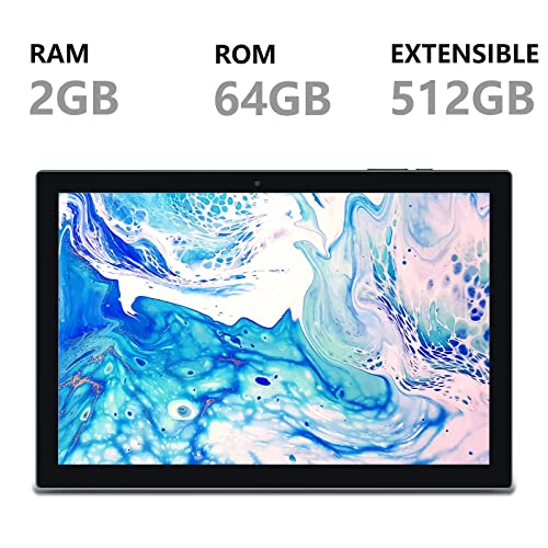 BYANDBY 10 inch Tablets，Android 11.0 Tablets, 64GB ROM (512GB Expandable Storage) Quad Core Processor, IPS Touch Screen, 8MP Camera, WiFi, 6000mah Battery, (Black)